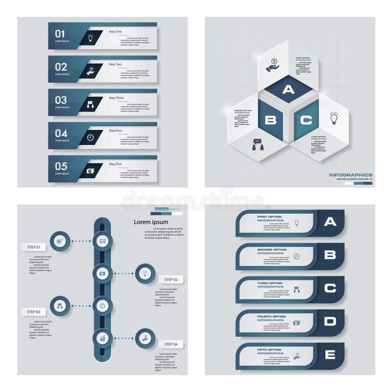 Collection of 4 Blue Color Template/graphic or Website Layout. Vector ...