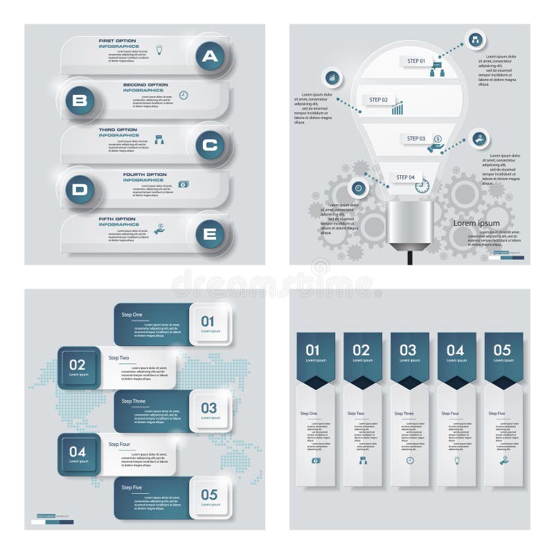 Collection of 4 Blue Color Template/graphic or Website Layout. Vector ...