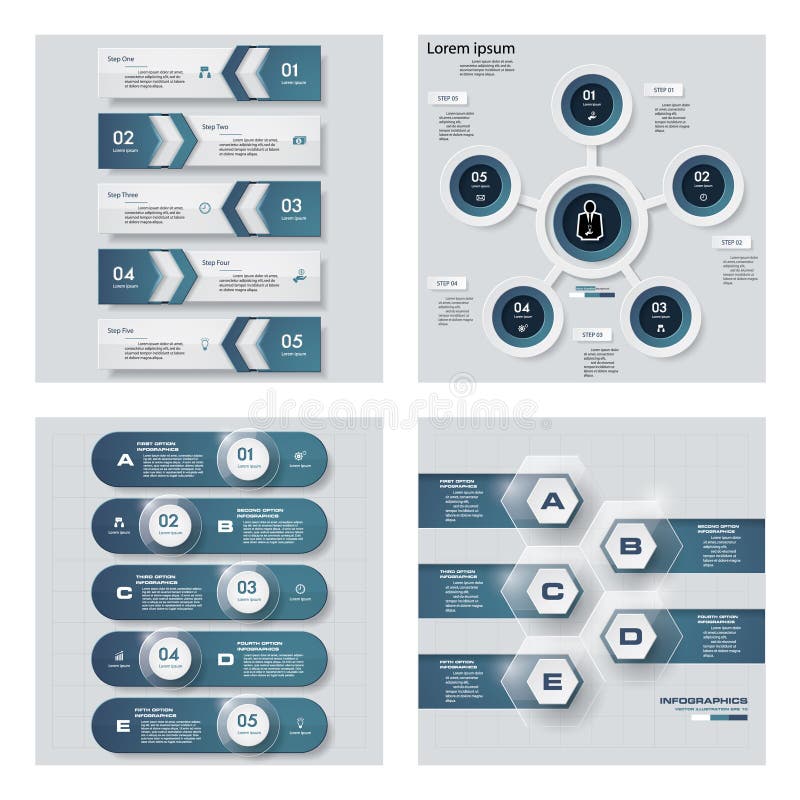 Collection of 4 Blue Color Template/graphic or Website Layout. Vector ...
