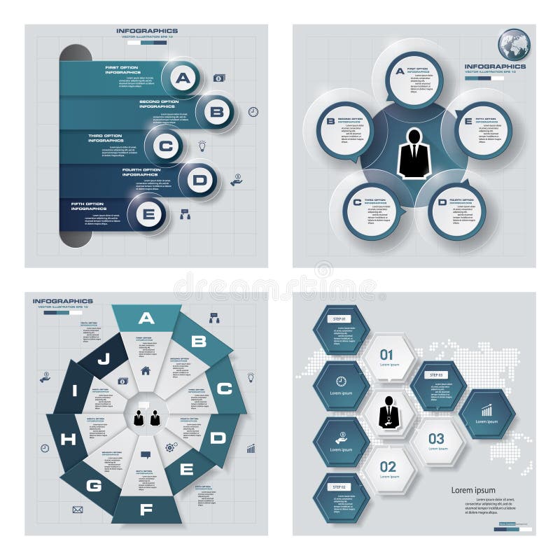 Collection of 4 Blue Color Template/graphic or Website Layout. Vector ...