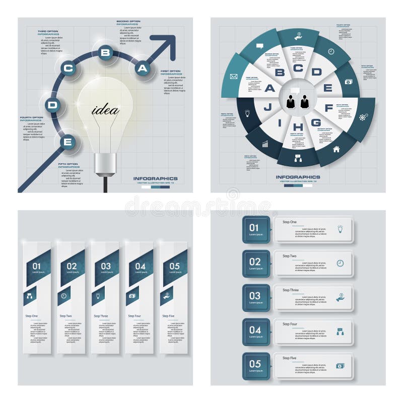 Collection of 4 Blue Color Template/graphic or Website Layout. Vector ...