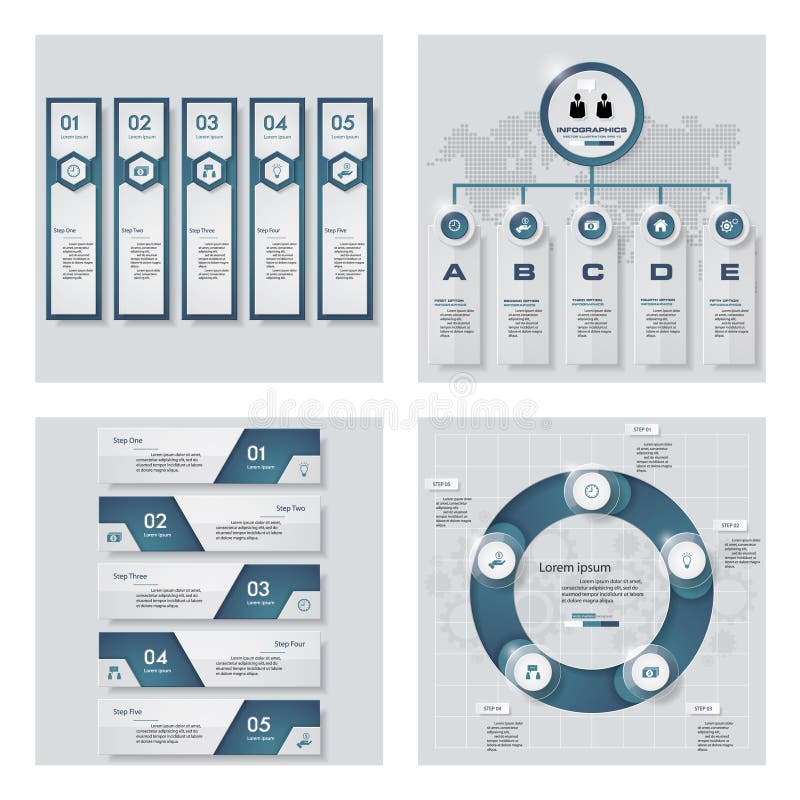 Collection of 4 Blue Color Template/graphic or Website Layout. Vector ...