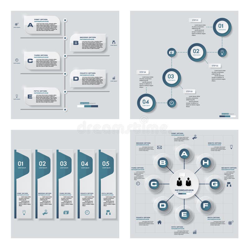 Collection of 4 Blue Color Template/graphic or Website Layout. Vector ...