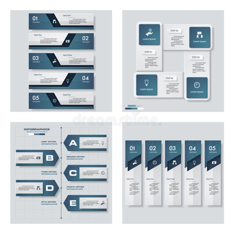 Collection of 4 Blue Color Template/graphic or Website Layout. Vector ...