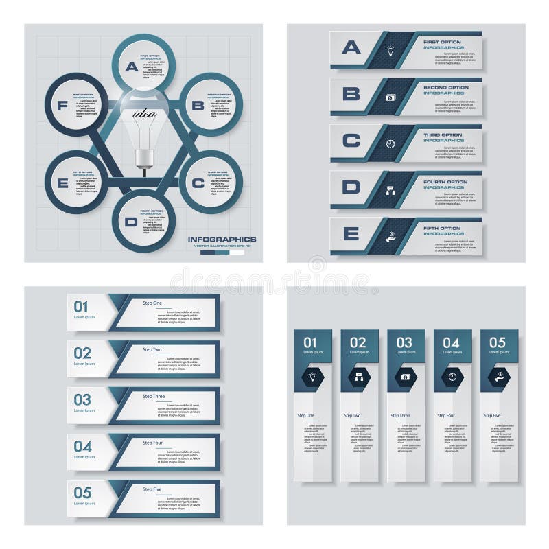 Collection of 4 Blue Color Template/graphic or Website Layout. Vector ...