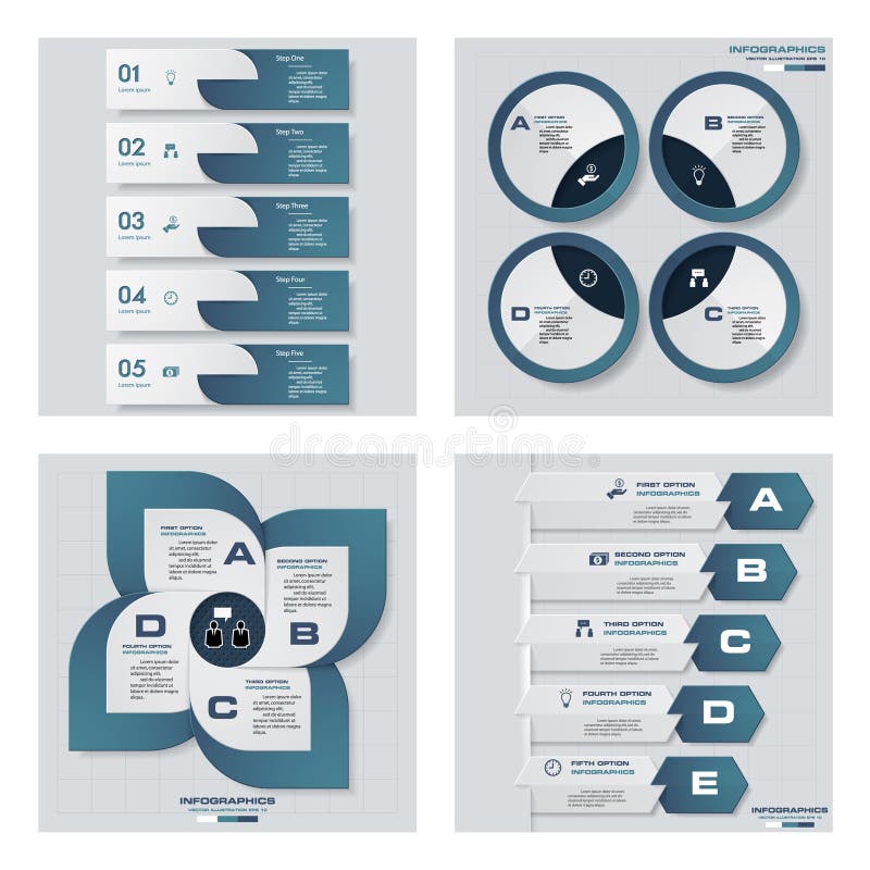 Collection of 4 Blue Color Template/graphic or Website Layout. Vector ...