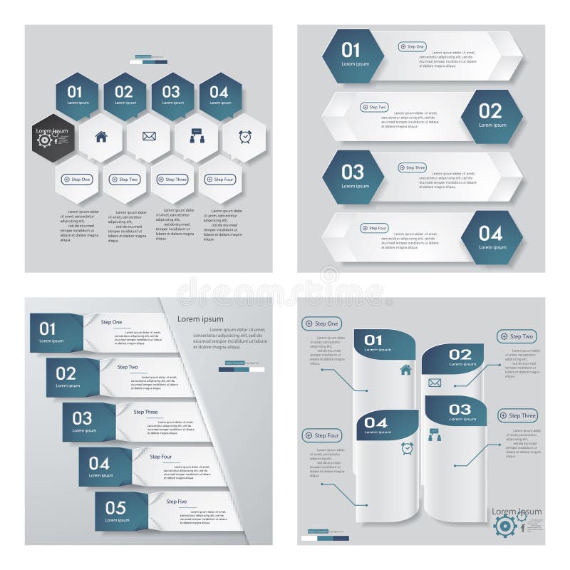 Collection of 4 Blue Color Template. Vector Background. Stock Vector ...