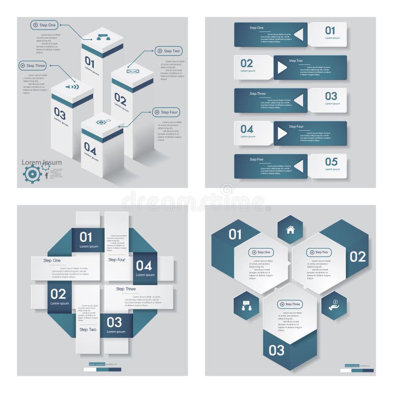 Collection of 4 Blue Color Template. Vector Background. Stock Vector ...