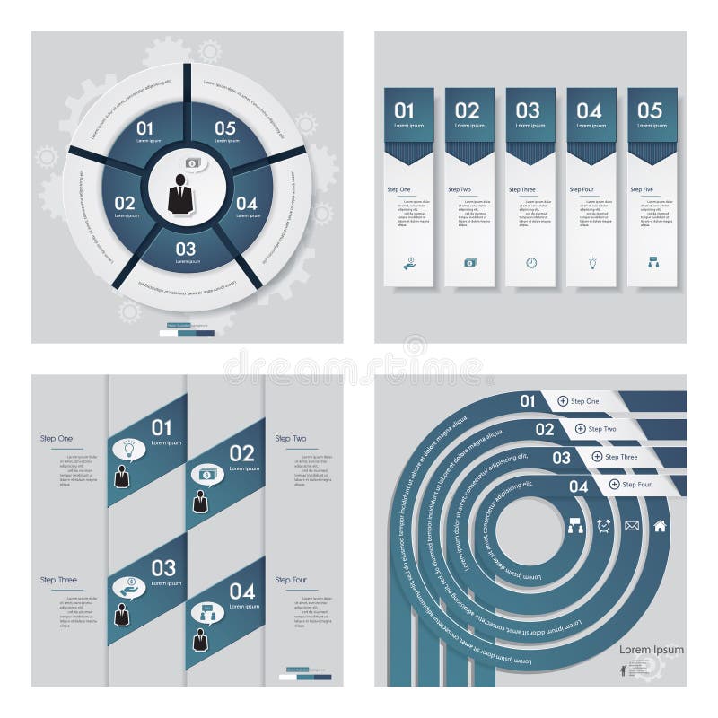 Collection of 4 Blue Color Template. Vector Background. Stock Vector ...