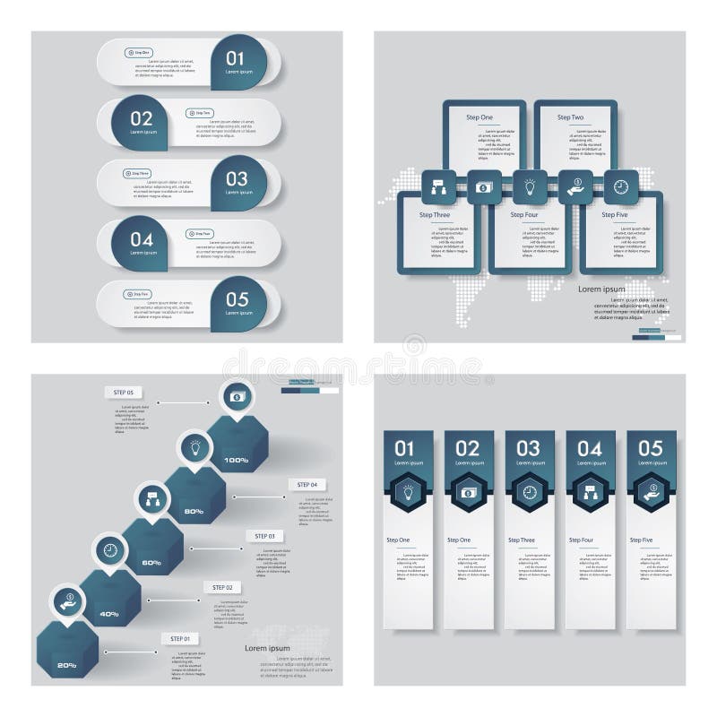 Collection of 4 Blue Color Template. Vector Background. Stock Vector ...