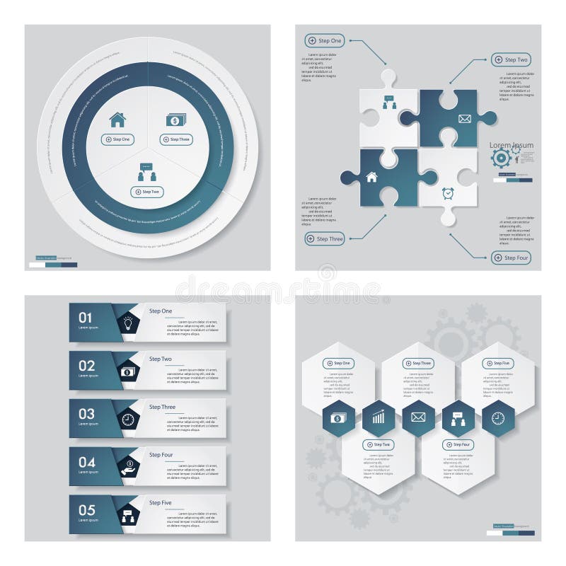 Collection of 4 Blue Color Template. Vector Background. Stock Vector ...