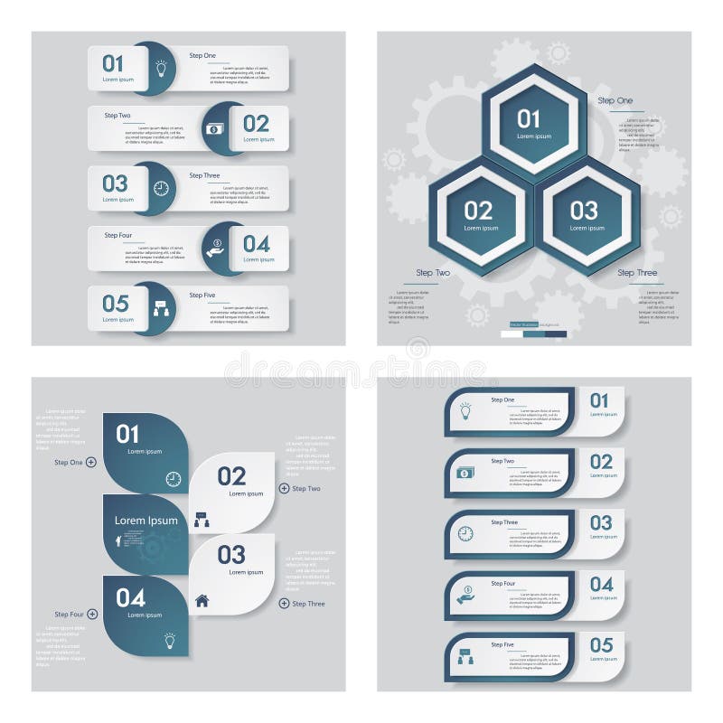 Collection of 4 Blue Color Template. Vector Background. Stock Vector ...