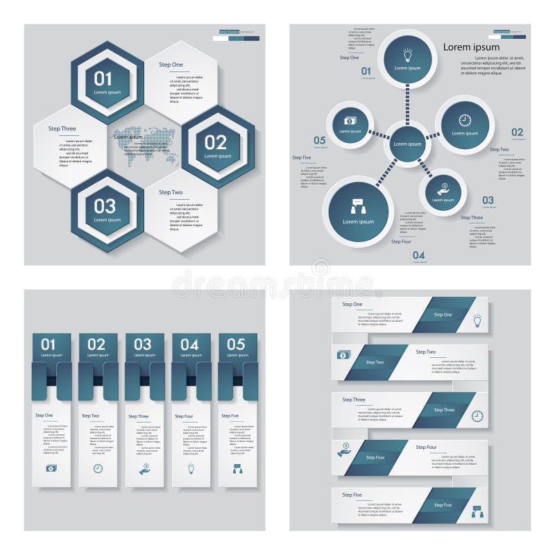 Collection of 4 Blue Color Template. Vector Background. Stock Vector ...
