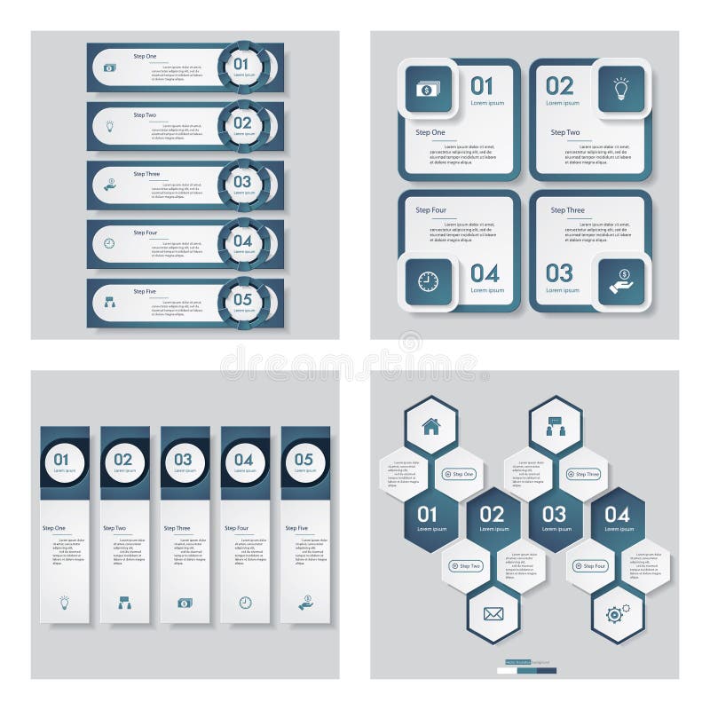 Collection of 4 Blue Color Template. Vector Background. Stock ...