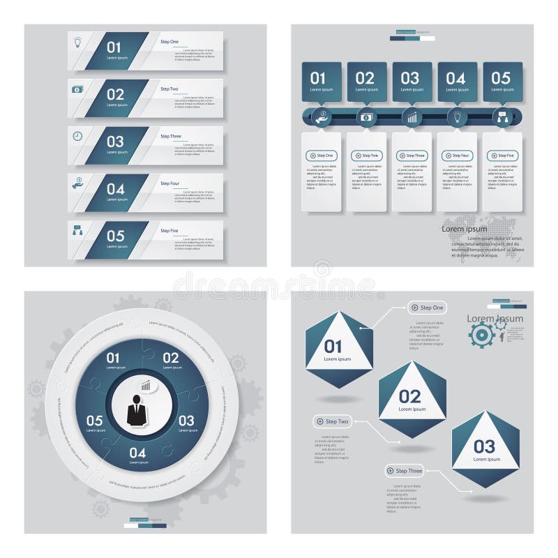 Collection of 4 Blue Color Template. Vector Background. Stock Vector ...
