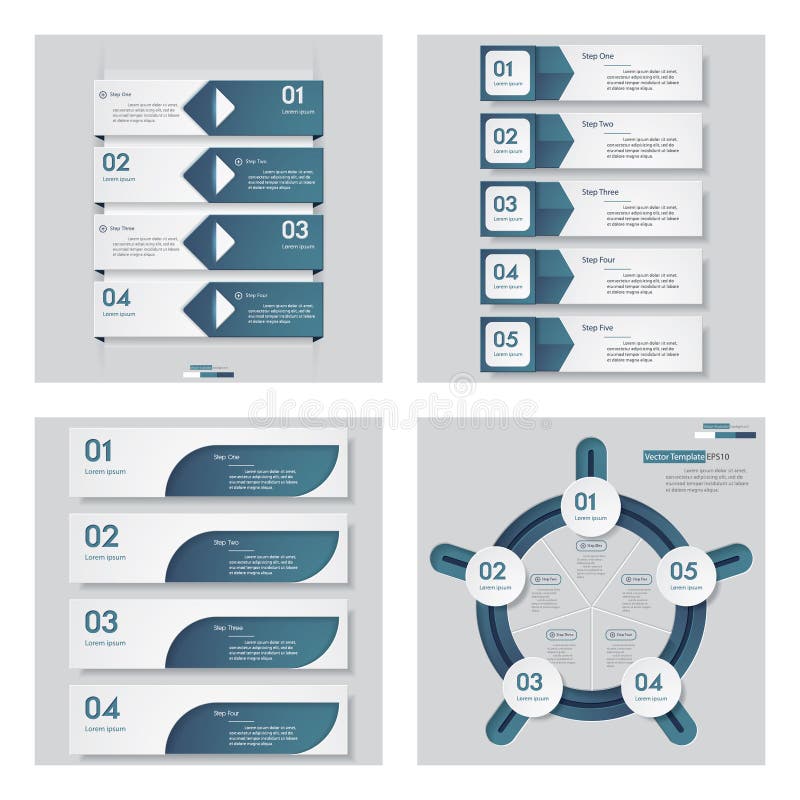 Collection of 4 Blue Color Template. Vector Background. Stock Vector ...