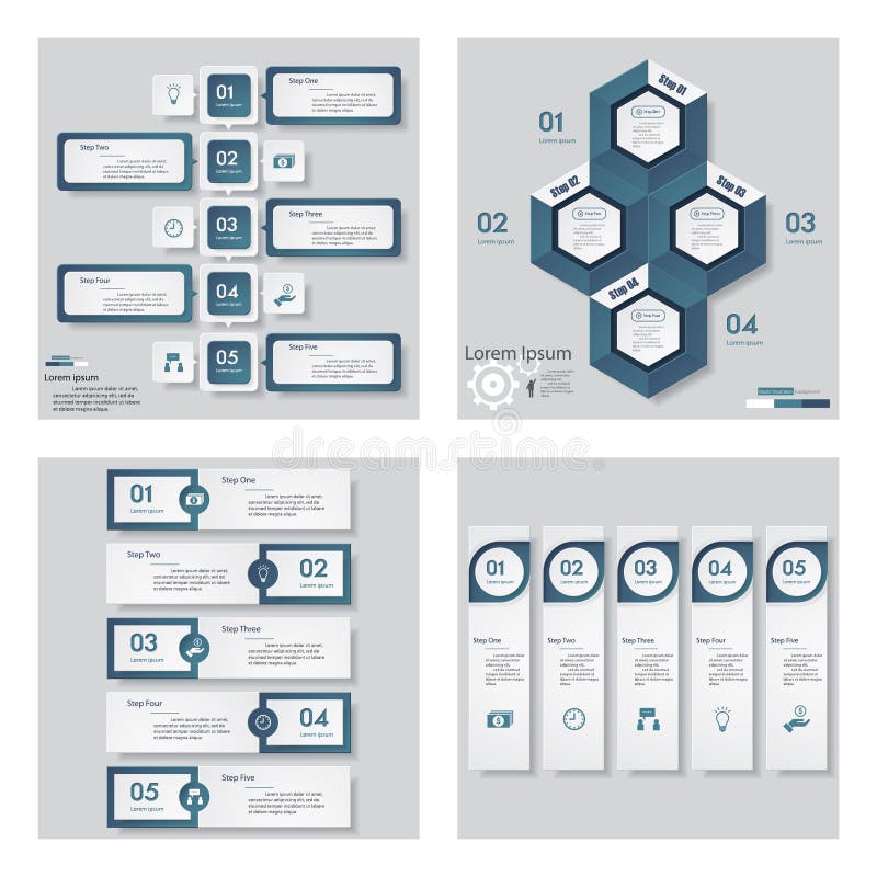 Collection of 4 Blue Color Template. Vector Background. Stock Vector ...