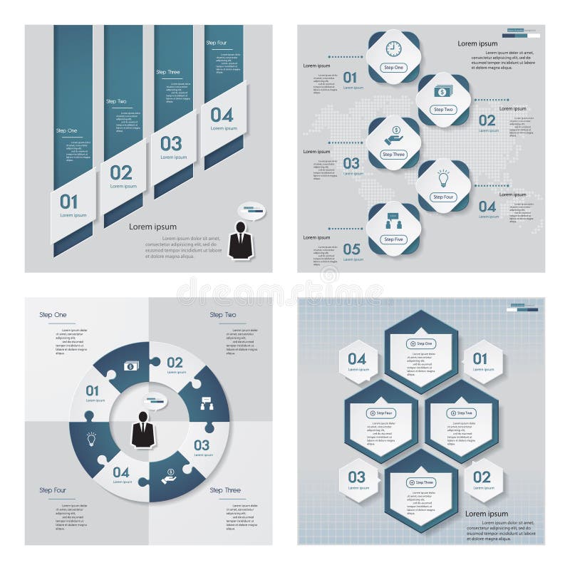 Collection of 4 Blue Color Template. Vector Background. Stock Vector ...