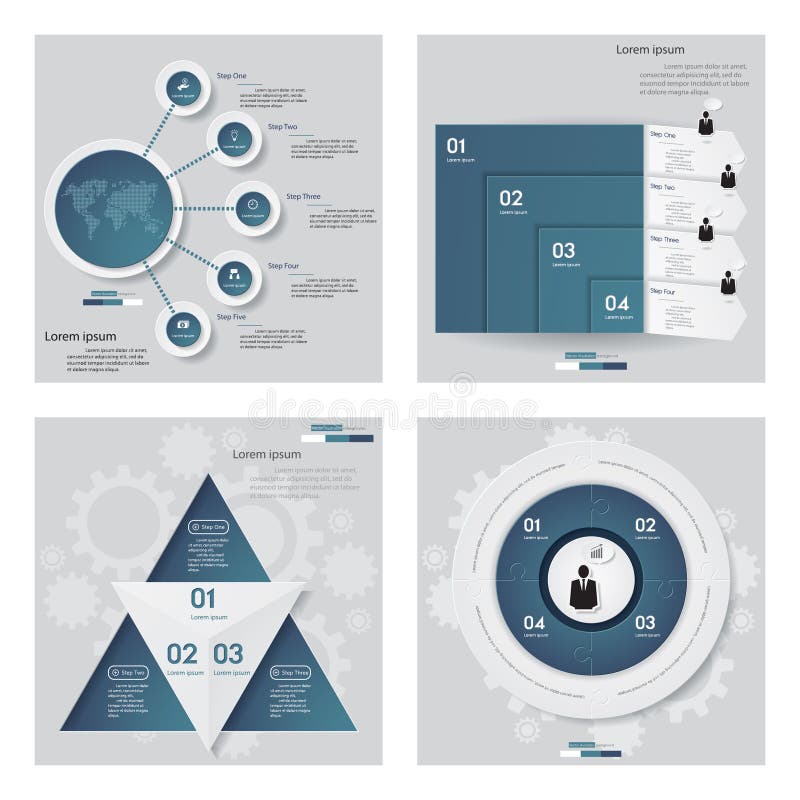 Collection of 4 Blue Color Template. Vector Background. Stock Vector ...