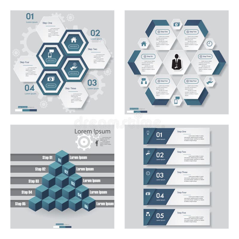 Collection of 4 Blue Color Template. Vector Background. for Your Idea ...