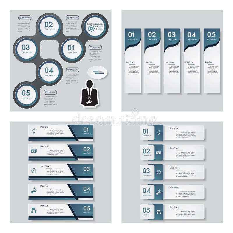 Collection of 4 Blue Color Template. Vector Background. Stock Vector ...