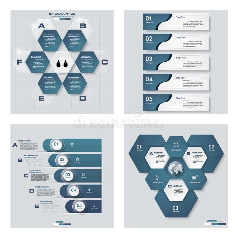 Collection of 4 Blue Color Template. Vector Background. for Your Idea ...