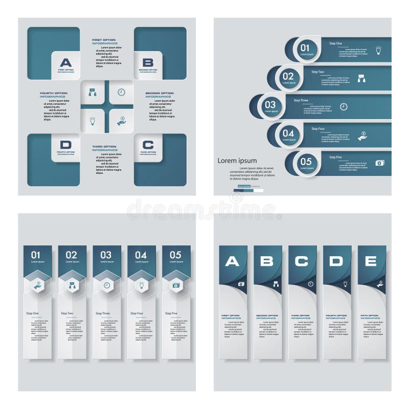 Collection of 4 Blue Color Template. Vector Background. for Your Idea ...