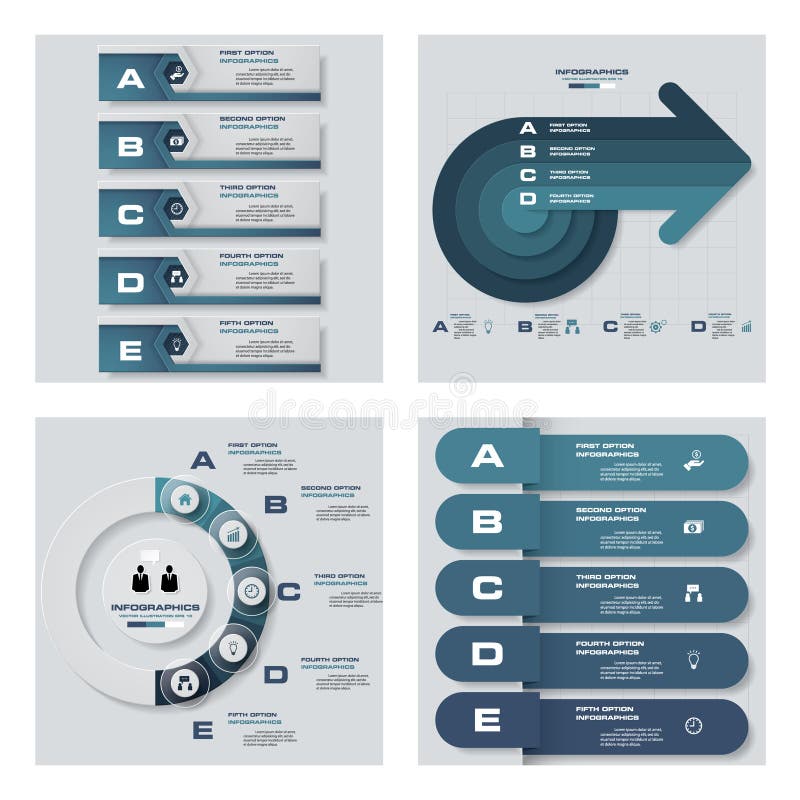 Collection of 4 Blue Color Template. Vector Background. for Your Idea ...