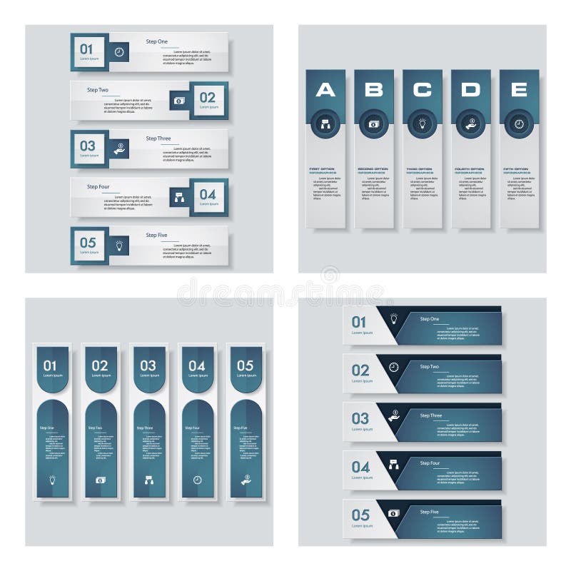 Collection of 4 Blue Color Template. Vector Background. for Your Idea ...