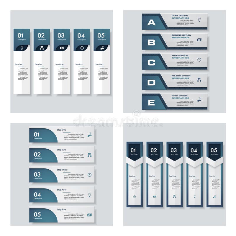 Collection of 4 Blue Color Template. Vector Background. for Your Idea ...