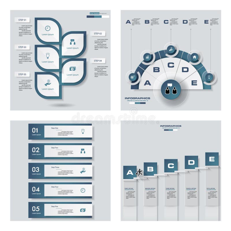 Collection of 4 Blue Color Template. Vector Background. for Your Idea ...