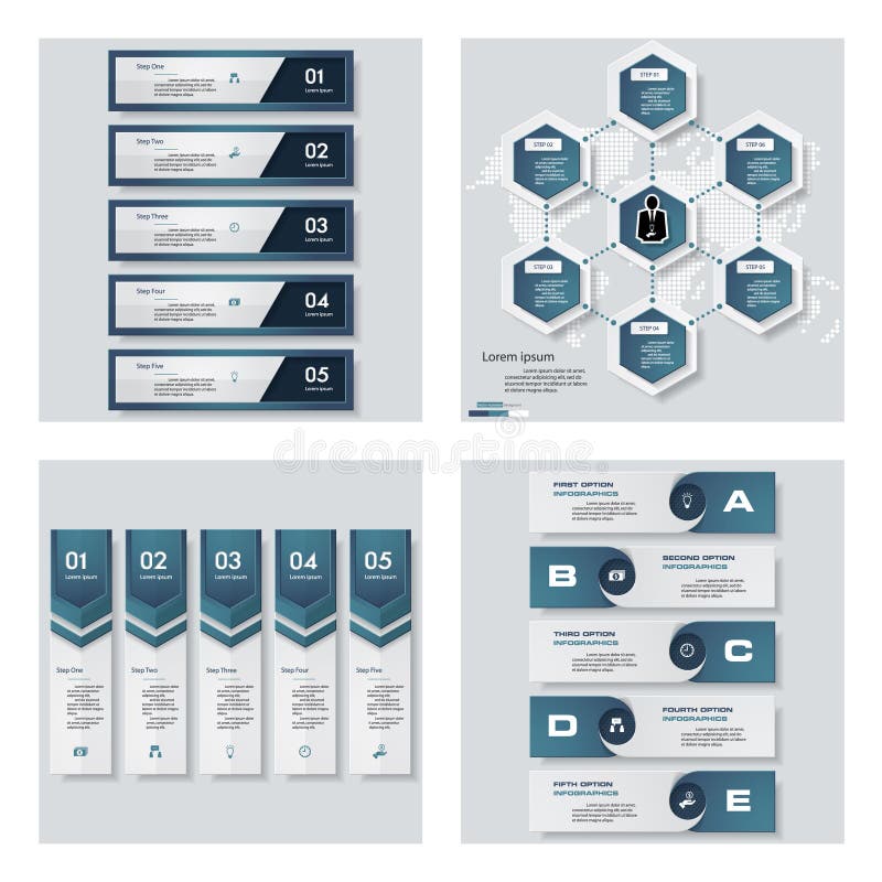 Collection of 4 Blue Color Template. Vector Background. for Your Idea ...