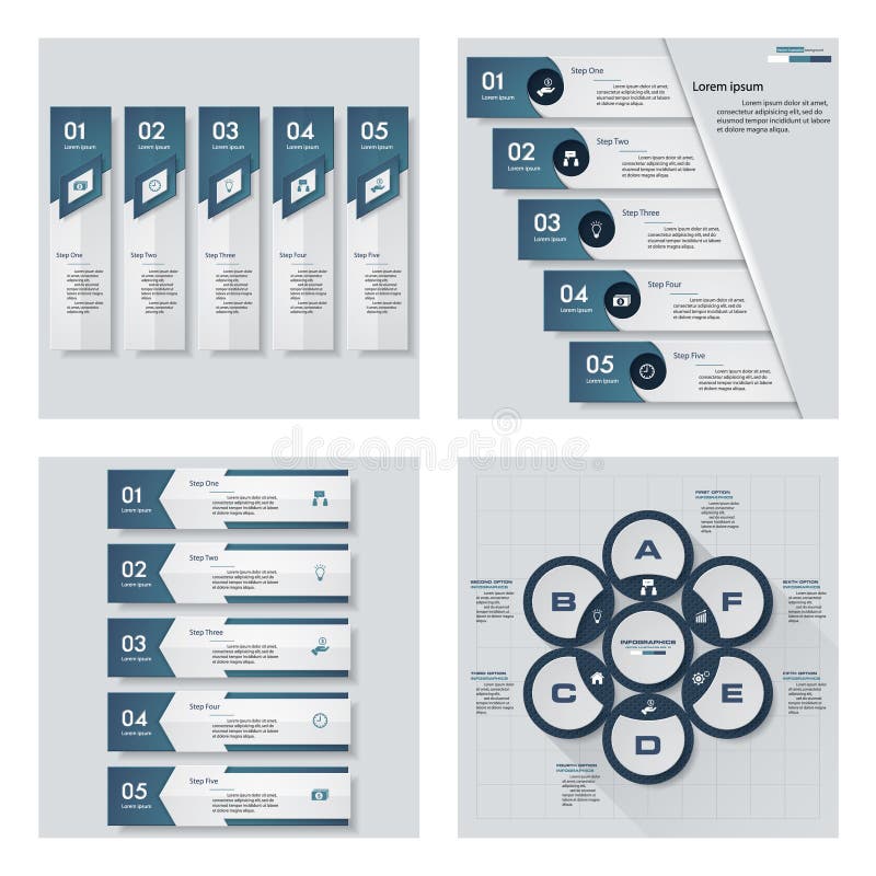 Collection of 4 Blue Color Template. Vector Background. for Your Idea ...