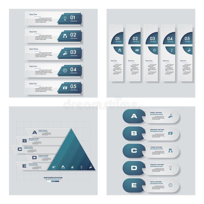 Collection of 4 Blue Color Template. Vector Background. for Your Idea ...