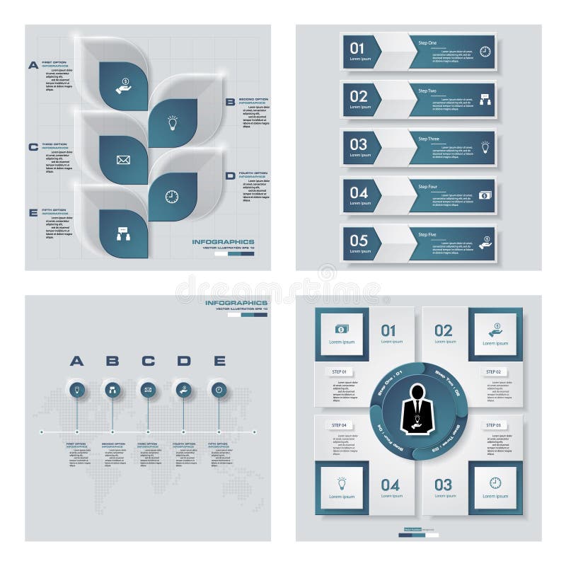 Collection of 4 Blue Color Template. Vector Background. for Your Idea ...