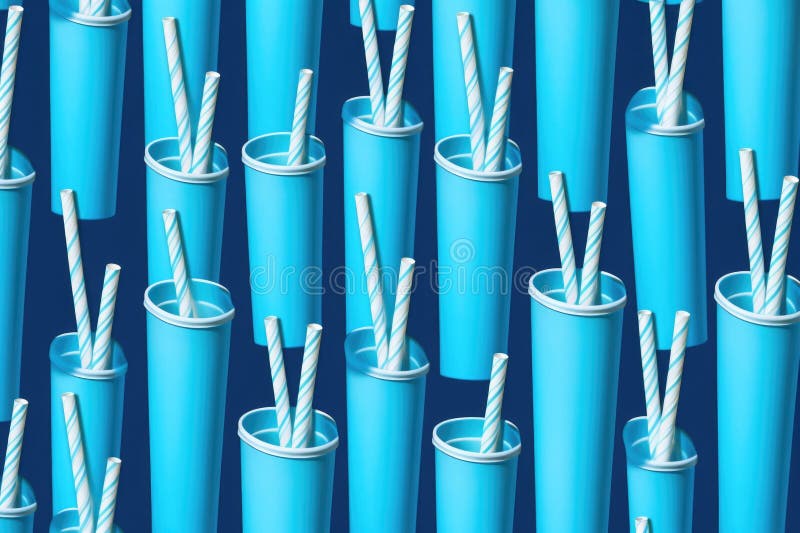 A Collection of Blue Cups with Straws. Ideal for Parties and Events ...