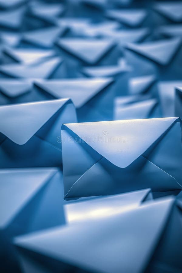 Collection of Blue Envelopes with One Prominently Displayed in the ...