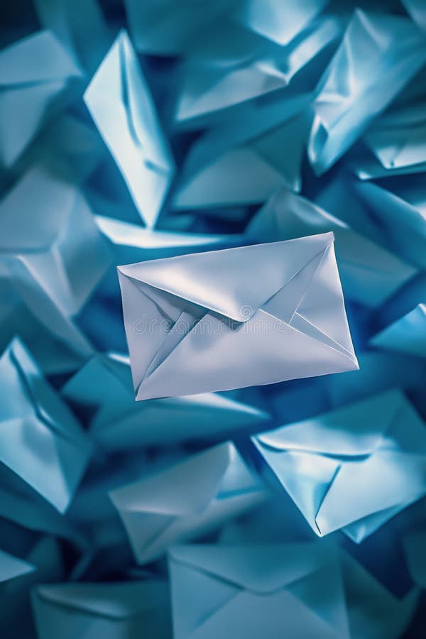 Collection of Blue Envelopes with One Prominently Displayed in the ...
