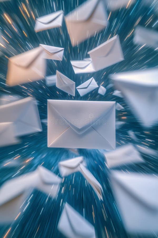 Collection of Blue Envelopes with One Prominently Displayed in the ...