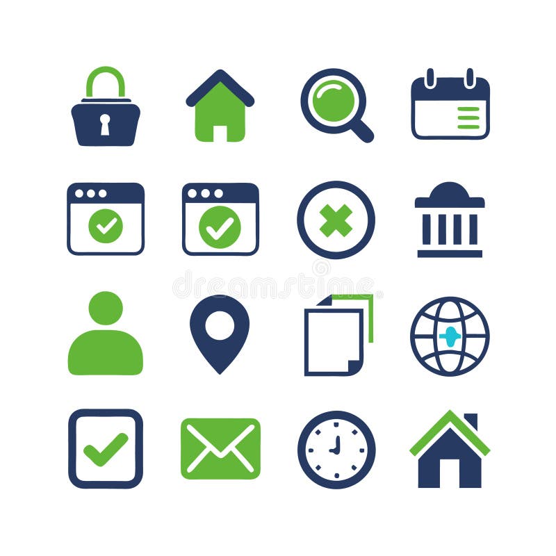 Collection of Blue and Green Web and User Interface Icons Stock Photo - Illustration of ...