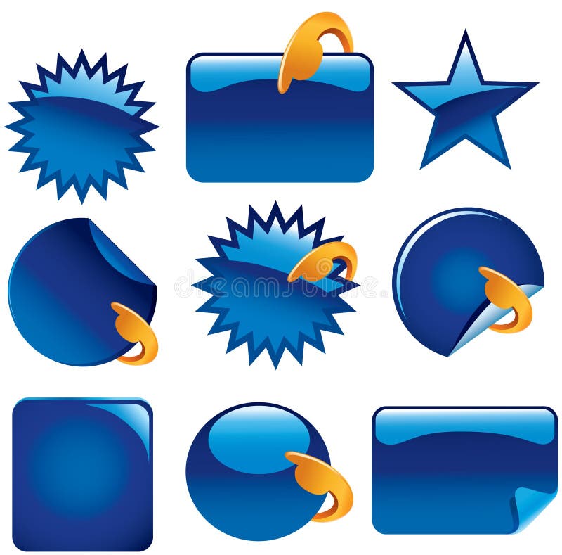 Collection blue labels stock vector. Illustration of stylish - 20976225