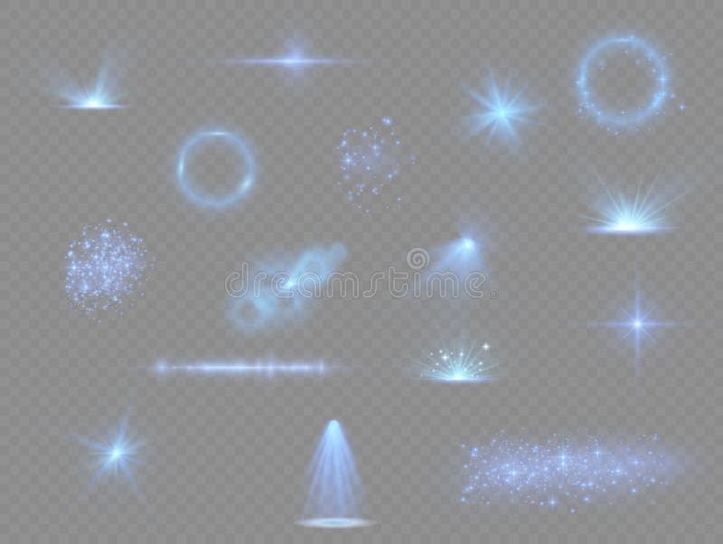 Blue Light Effect, Dust, Flare, Explosion, Stars. Stock Illustration ...