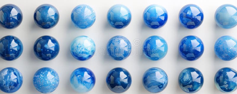 Collection of Blue Marbles with Various Patterns Stock Photo - Image of ...
