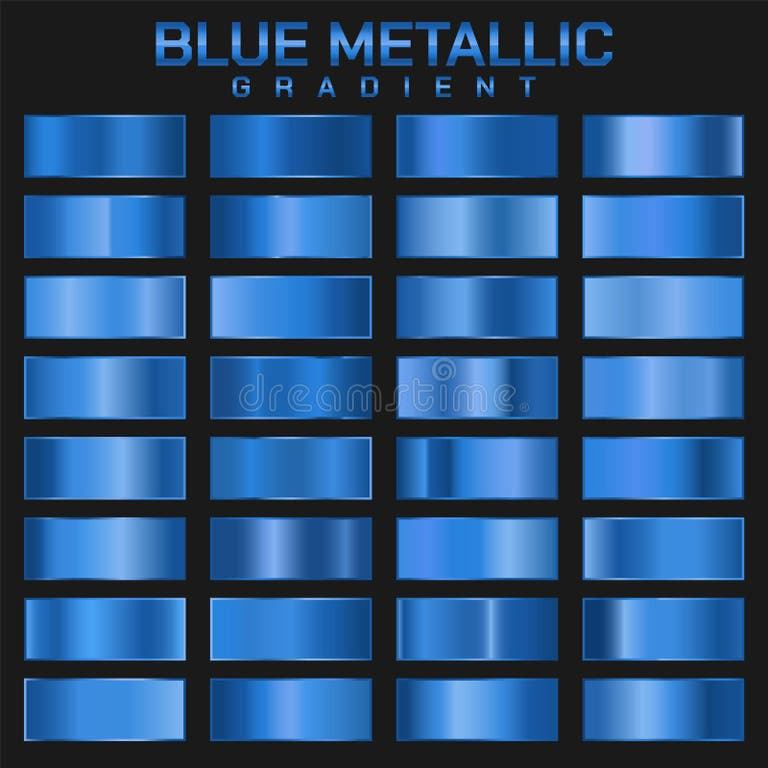 Collection of Blue Metallic Gradient. Brilliant Plates with Metallic ...