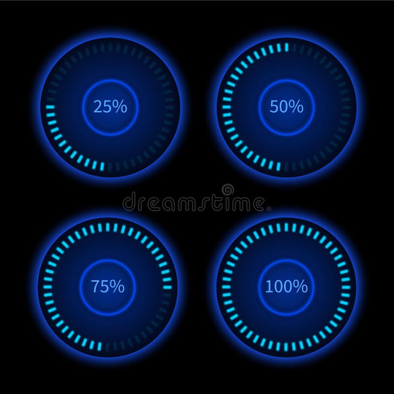 Collection of Blue Round Progress Circles. Download Sign Stock Vector ...