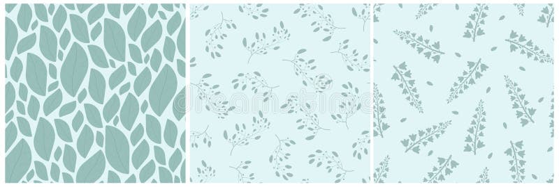 Collection of Blue Seamless Floral Patterns - Drawing Design ...
