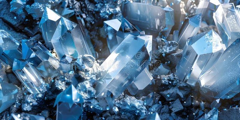 Collection of Blue and Silver Crystals Background - Ai Generated Stock ...