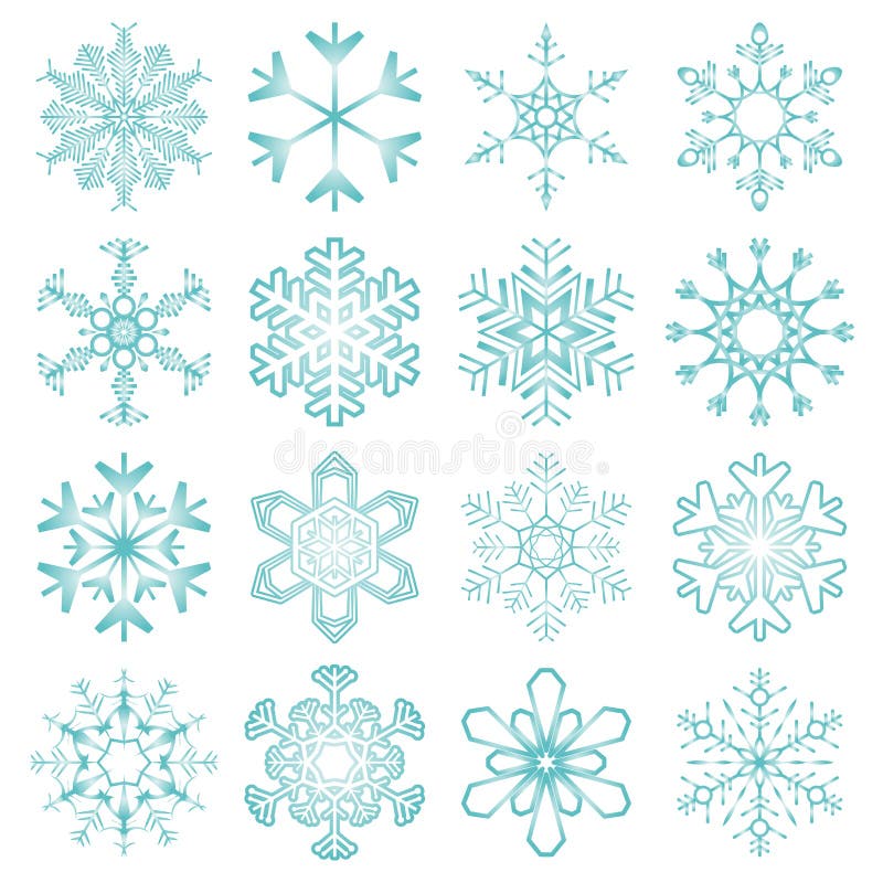 Collection of Blue Snow Flakes Stock Vector - Illustration of ...
