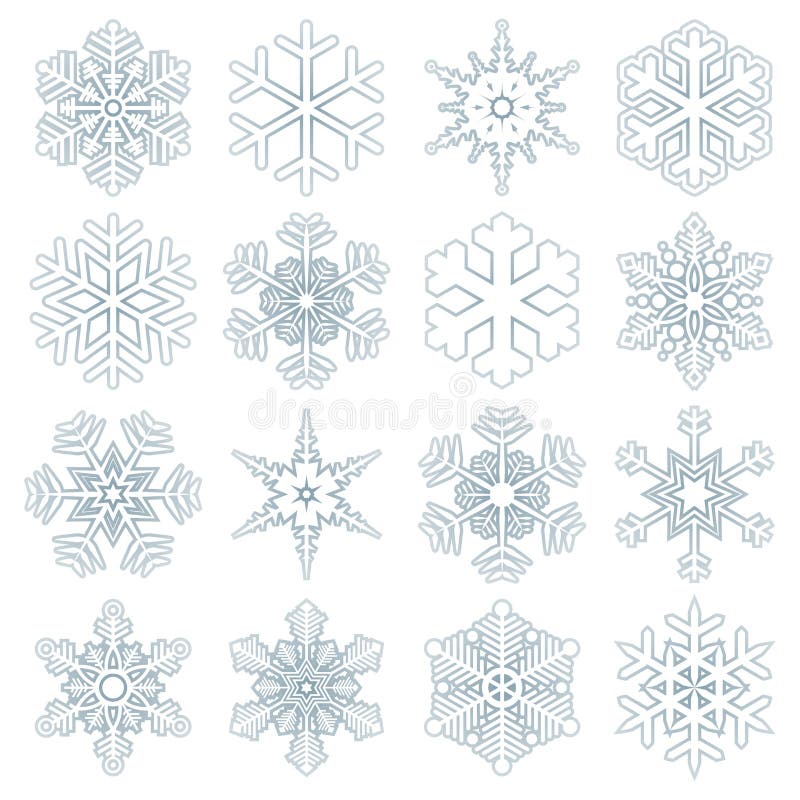 Collection of Blue Snow Flakes Stock Vector - Illustration of frost ...