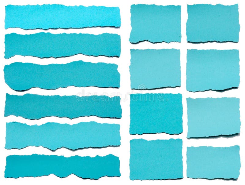 Collection of Blue Torn Pieces of Paper Stock Image - Image of blank ...